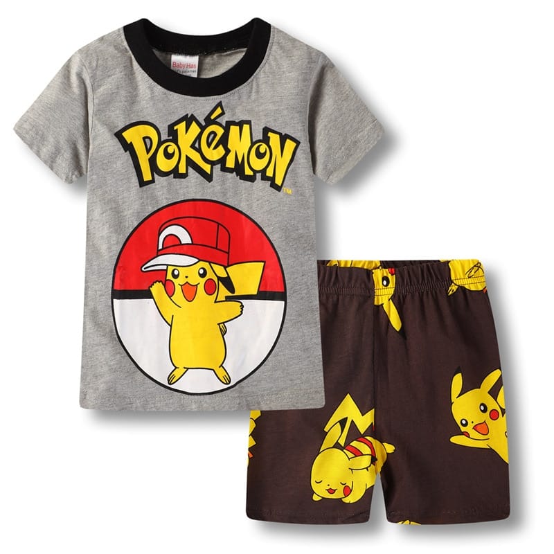 Pijama de dos piezas gris Pikachu Pokémon • Todo Pijamas